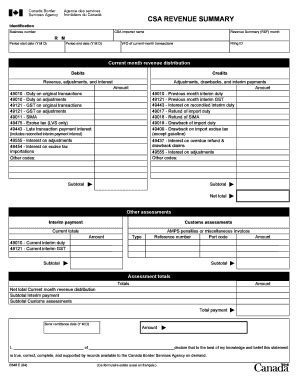 Fillable Online Cbsa Asfc Gc E648 CSA Revenue Summary PDF 127 KB Cbsa Asfc Gc Fax Email