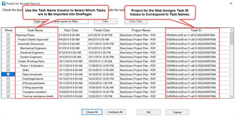 onepager import of data from project for the web for version 7 2
