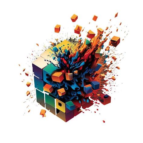 Exploding Cube Design Cube Design Cube Vivid Colors
