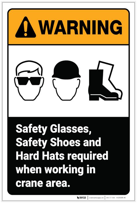 Warning Safety Glasses Safety Shoes Hard Hats Required Ansi Label