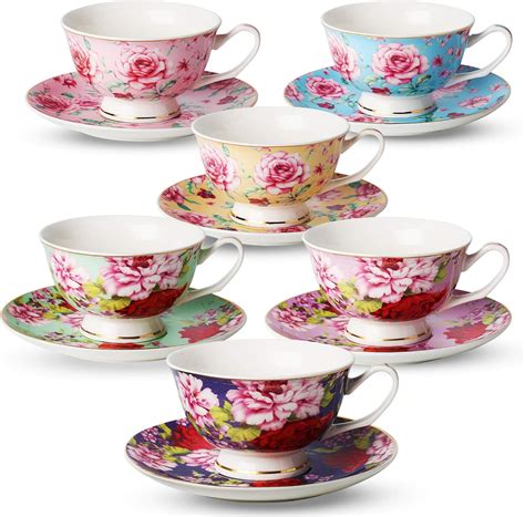 Brew To A Tea Tazas Y Platillos 8 Onzas Color Variado Yaxa Store