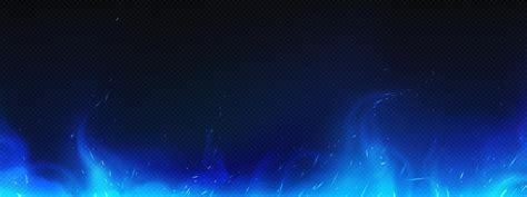 Rìa Lửa Hoặc Khói Mù Màu Xanh Lam Thực Tế Ngọn Lửa đang Cháy Với Các Tia Lửa Hiệu ứng Phát