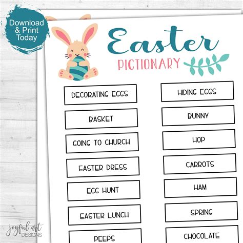 Easter Pictionary Printable Fanny Printable