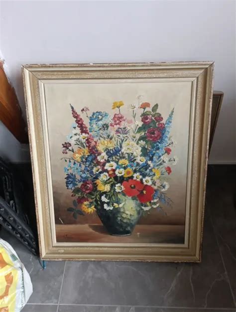 Tableau Ancien Bouquet Fleur Eur 59 00 Picclick Fr