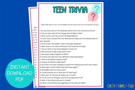 100 Fun and Challenging Teen Trivia Questions