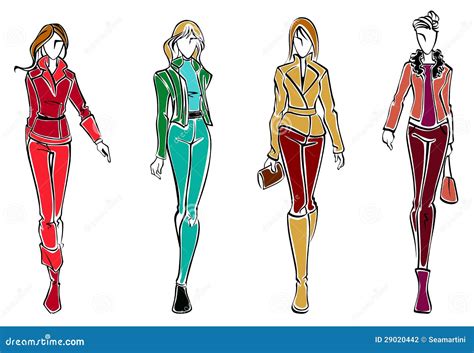 Bosquejos De Los Modelos De Moda Ilustración Del Vector Ilustración
