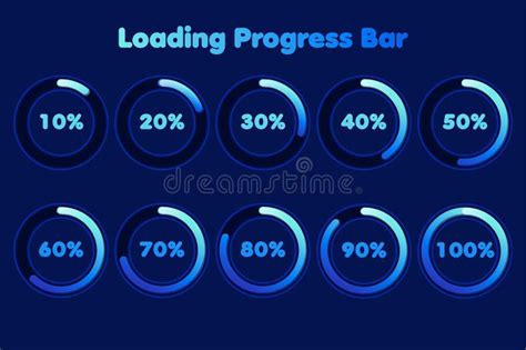 Loading Blue Progress Bar Circle Loading Or Progress Percentage Stock