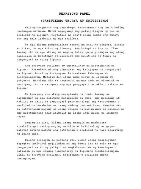 Reaksyong Papel Pdf