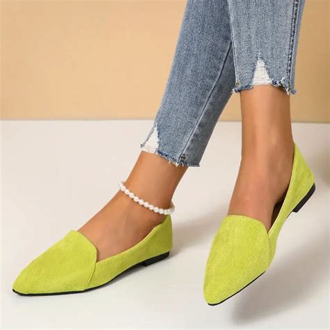Womens Pointed Toe Ballet Flats Comfy Slip Soft Sole Shoes Temu