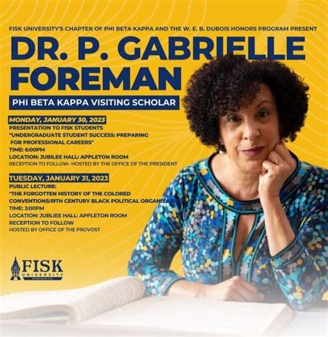 Phi Beta Kappa And The W E B Dubois Honors Program Present Dr P Gabrielle Foreman Visiting