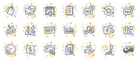 Outline Set Of Decreasing Graph Electricity Price And Graph Chart Line Icons For Web App