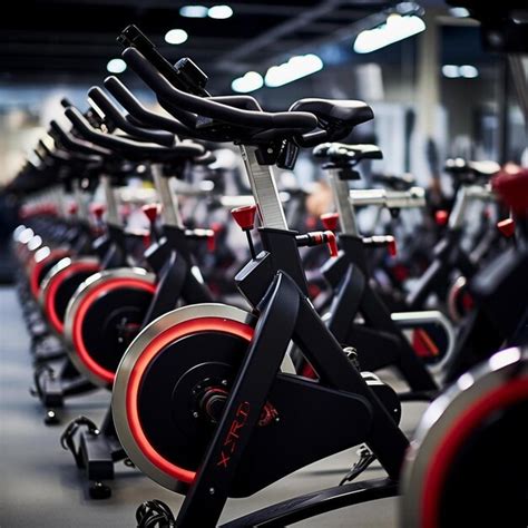 Premium Photo A Row Of Bikes That Are In A Gym