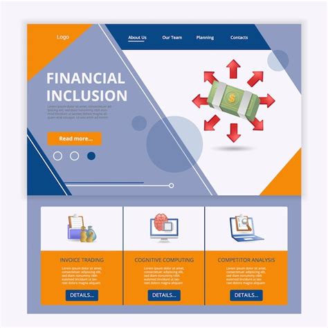 Premium Vector Financial Inclusion Flat Landing Page Website Template