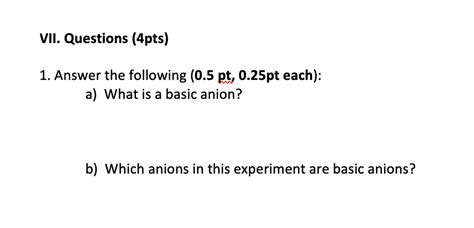Solved VII Questions 4pts 1 Answer The Following 0 5 Chegg Com
