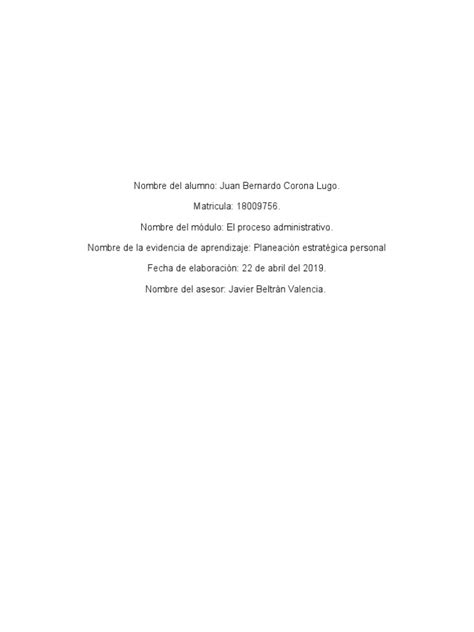 Planeacion Estrategica Personal Pdf