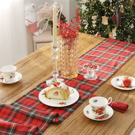 크리스마스 헤븐 체크 기모 테이블 식탁 러너 감도 깊은 취향 셀렉트샵 29cm