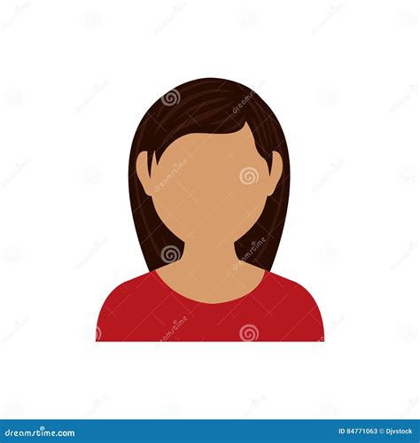Woman Faceless Avatar With Shoulder Length Hair Line Icon Default