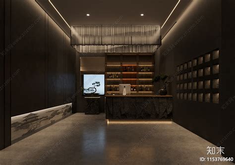 新中式中餐厅前台3d模型下载【id1153769640】知末3d模型网
