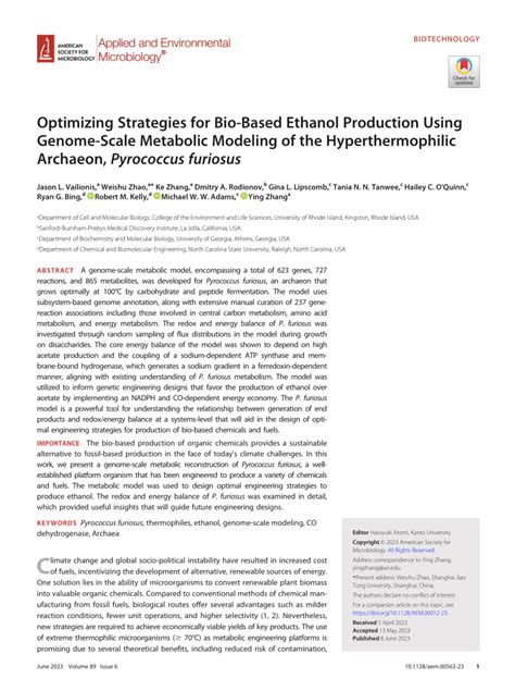 Optimizing Strategies For Bio Based Ethanol Production Using Genome Scale Metabolic Modeling Of