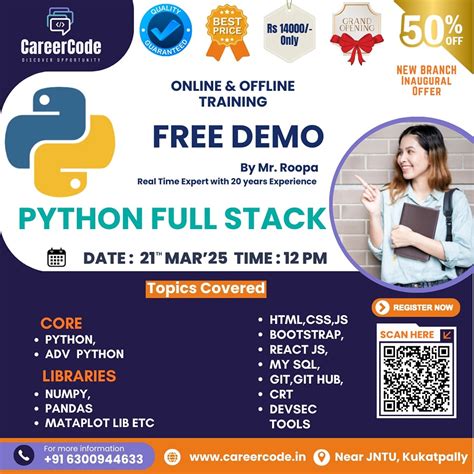 careercode 🚀 master python full stack development 💻🔥 join our free demo session with mr