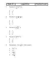 Mastering Logarithmic Calculus: Practice Exam and | Course Hero