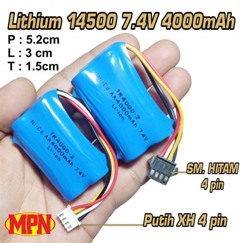 Jual BATRE BATERAI MAINAN RC MAINAN ANAK Li Ion 14500 7 4V 4000mAh