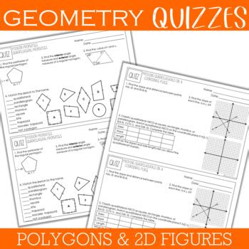 Geometry Unit Quizzes Polygons 2D Figures By Kacie Travis TPT