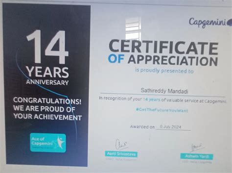 satishreddy mandadi on linkedin completed 14 years with cg a wonderful journey