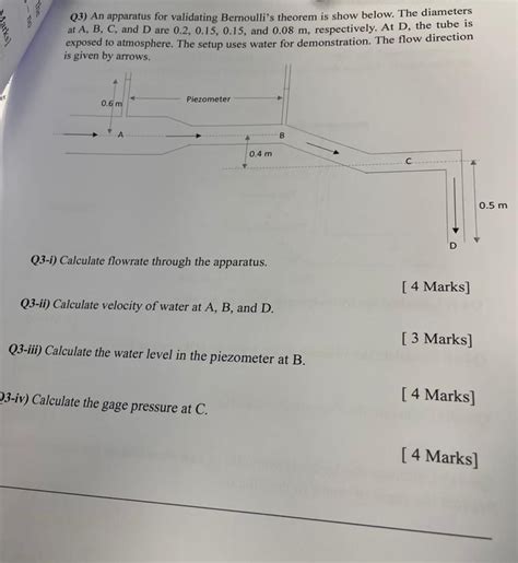 Solved Q3 An Apparatus For Validating Bernoulli S Theorem Chegg