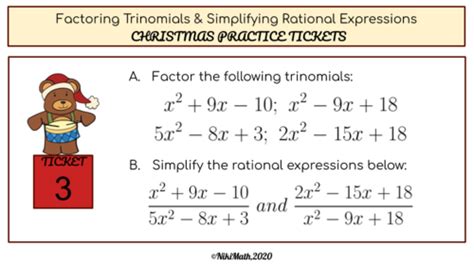 Factoring Trinomials And Simplifying Rational Expressions 8 Christmas