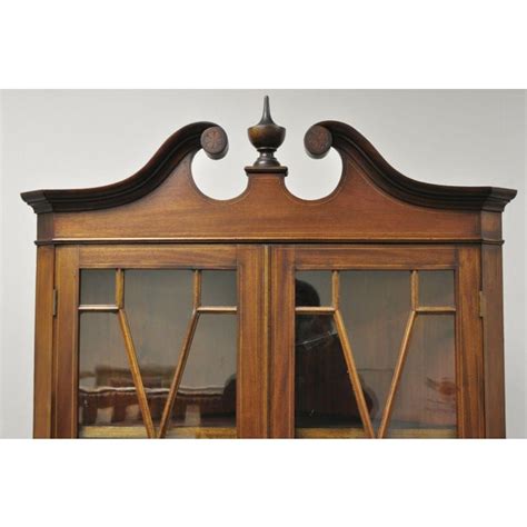 Antique English Georgian Style Mahogany Corner China Cabinet Display