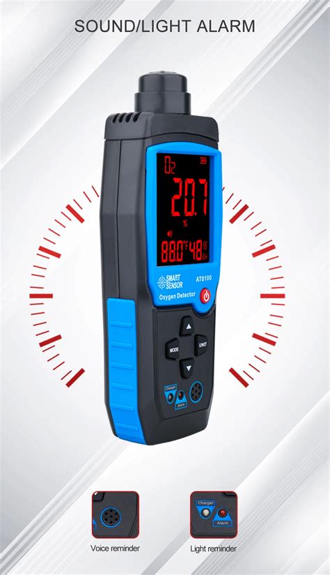 Smart Sensor Digital Oxygen Meter O2 Gas Detector Sound Light Alarm Gas