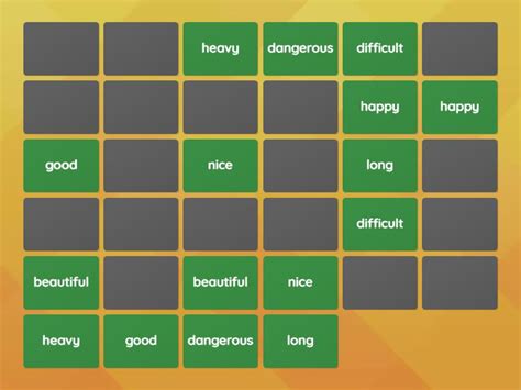 Comparative Adjectives New Matching Pairs
