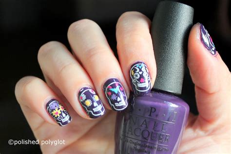 Nail Art │ Manicure With Sugar Skulls Nail Crazies Unite Polished