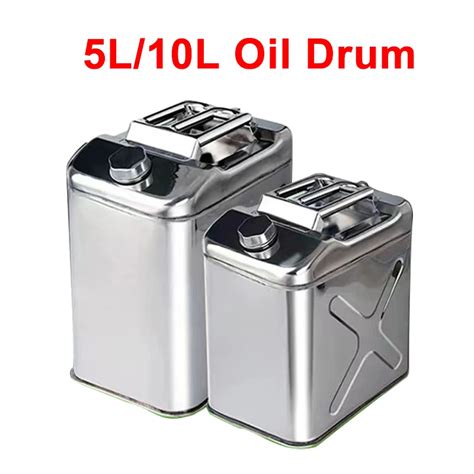 201 스테인레스 스틸 연료 탱크 휘발유 저장 오일 제리칸 가스 캔 자동차 오토바이 트럭 오일 파이프 포함 연료 주전자 5l 10l