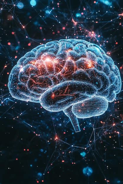 3d Rendered Brain Illustration With Glowing Neural Network Representing