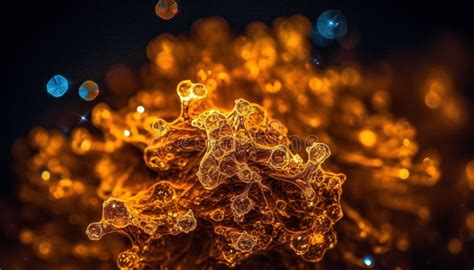 Abstract Glowing Spiral Illuminates Microscopic Organic Molecule In High Scale Magnification