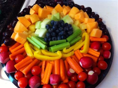 A Platter Filled With Fruits And Vegetables On Top Of A Stove