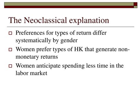 PPT Notes On The Human Capital Explanation For The Gender Gap In Earnings PowerPoint