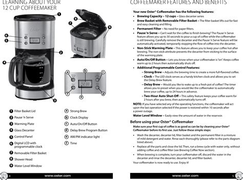 Oster 12 Cup Coffeemaker Users Manual