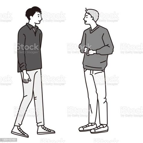 비즈니스에 대해 이야기하는 남자와 여자의 벡터 일러스트 남자에 대한 스톡 벡터 아트 및 기타 이미지 남자 대학교 말하기