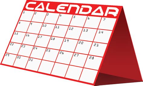 October Calendar Clipart