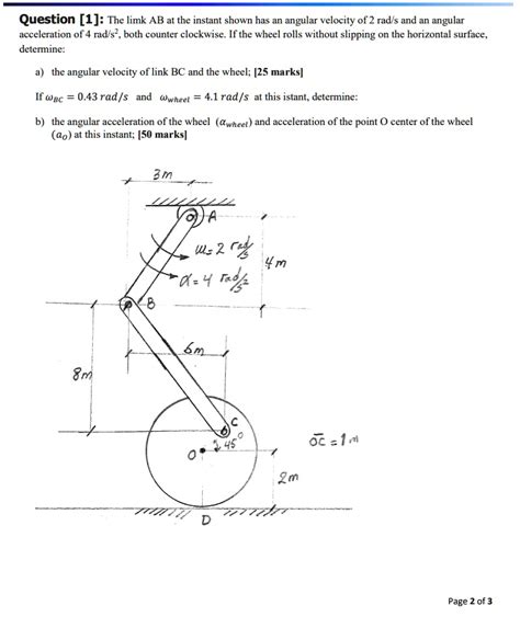 solved the link ab at the instant shown has an angular velocity of 2 rad s and an angular