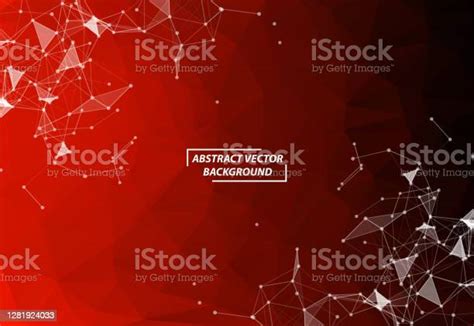 추상적 적색 기하학적 다각형 배경 분자 및 통신 점이 있는 연결된 선입니다 과학 화학 생물학 의학 기술의 개념 빨강에 대한 스톡 벡터 아트 및 기타 이미지 Istock