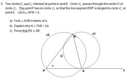 Solved Two Circles C And C Intersect At Points A And B Chegg