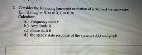 Solved Consider The Following Harmonic Excitation Of A Chegg