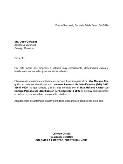 Carta Funeraria Pdf