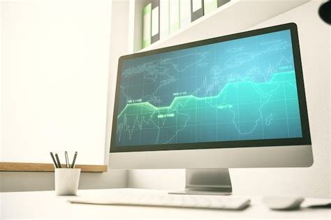 Premium Photo Computer Monitor With Abstract Creative Analytics Data Spreadsheet Analytics And