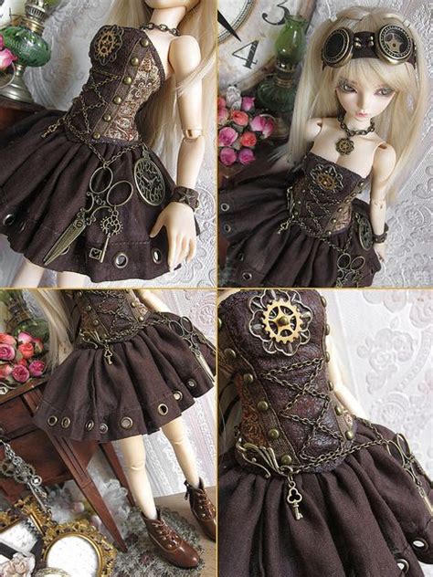 The Doll Is Wearing A Brown Dress With Gold Accents