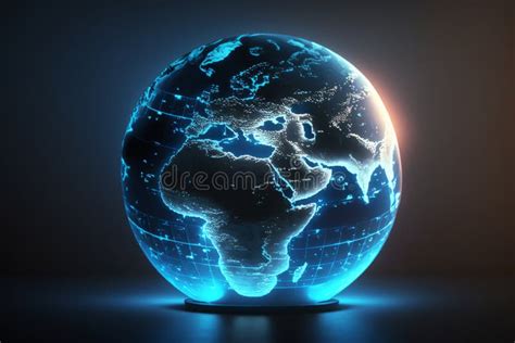 Planet Earth Globe Futuristic Glowing Planet Earth Illustration